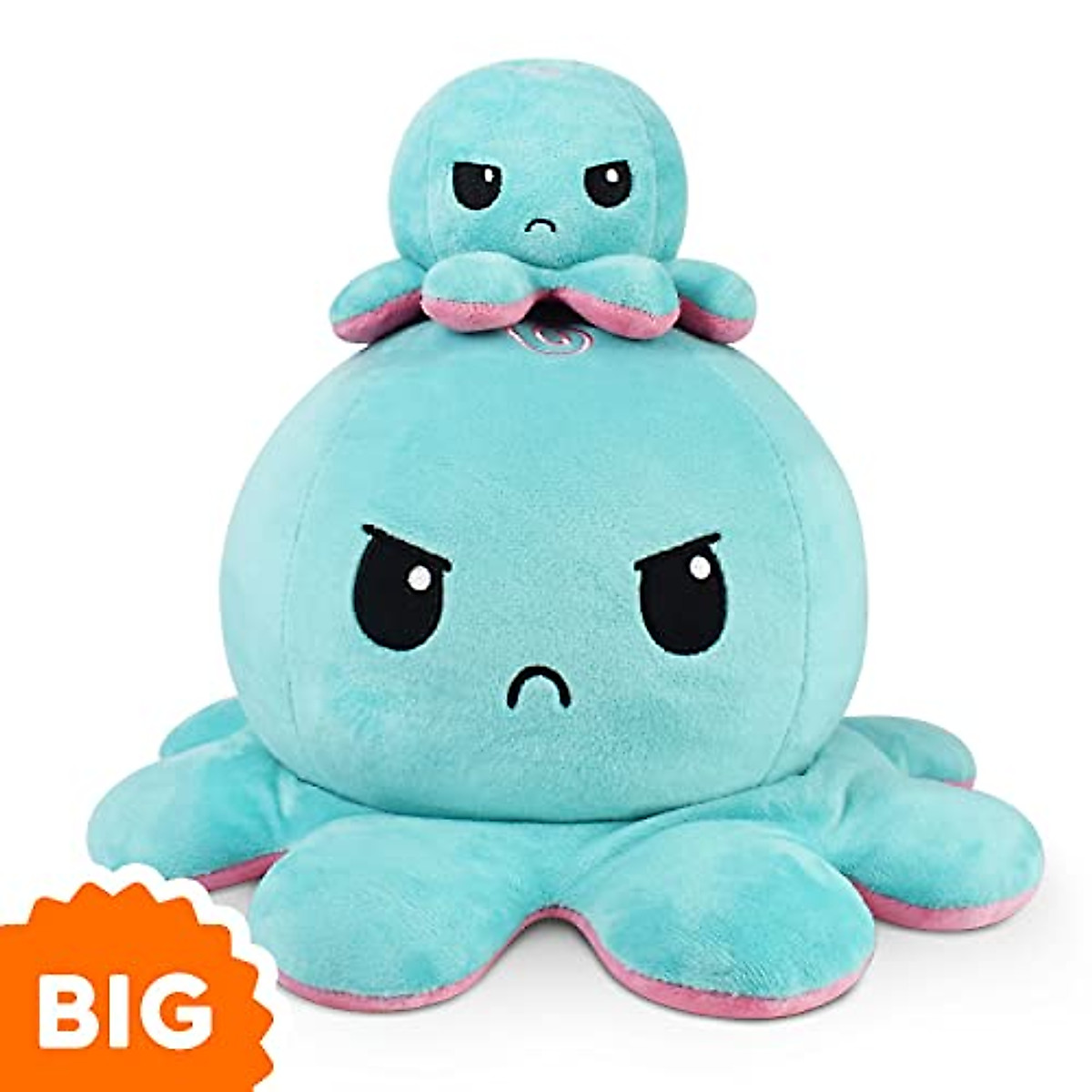 TeeTurtle - Original Reversible Big Octopus Plushie - Pink + Blue - Huggable and Soft Sensory Fidget Toy Stuffed Animals That Show Your Mood - Gift for Kids and Adults!