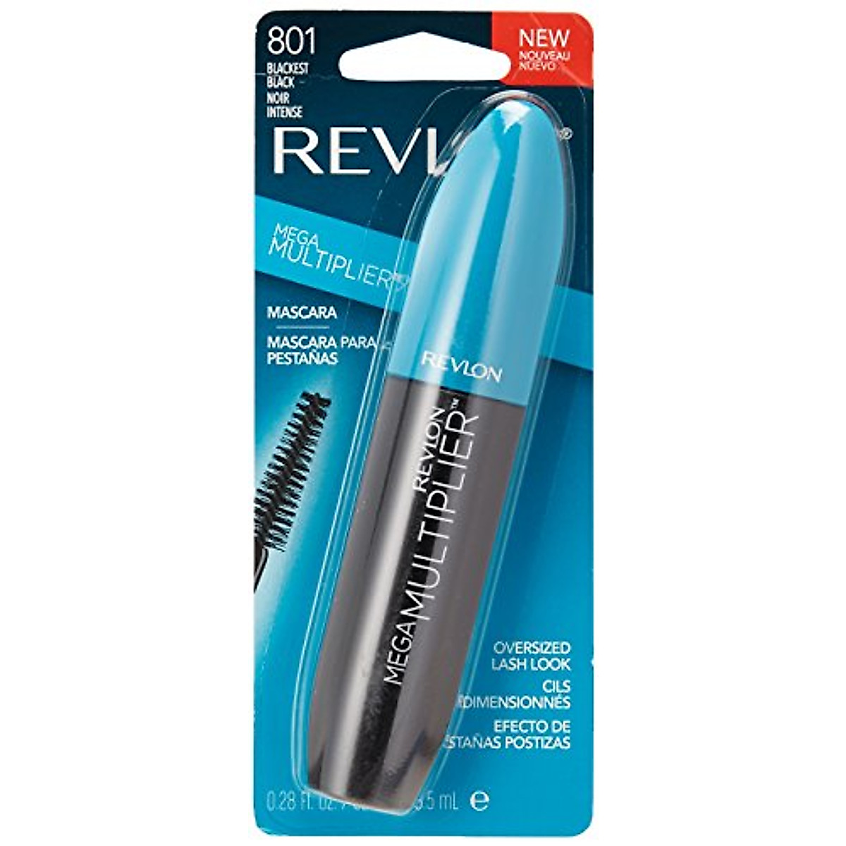 Revlon Mega Multiplier Mascara, Blackest Black, 0.28 Fluid Ounce