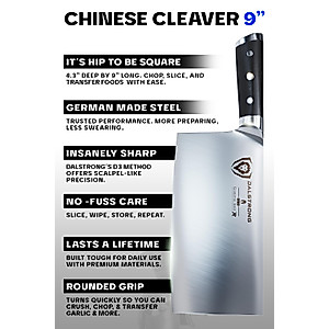 Dalstrong Chinese Cleaver Knife-9"- Gladiator Series 'R'-High Carbon Steel - Razor Sharp - Black Handle - Giftable Meat Cleaver, Vegetable Knife-w/Sheath - NSF Certified