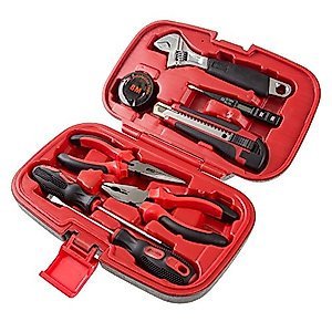 Stalwart - 75-HT1009 Household Hand Tools, Tool Set - 9 Piece by , Set Includes – Adjustable Wrench, Screwdriver, Pliers (Tool Kit for the Home, Office, or Car) Red