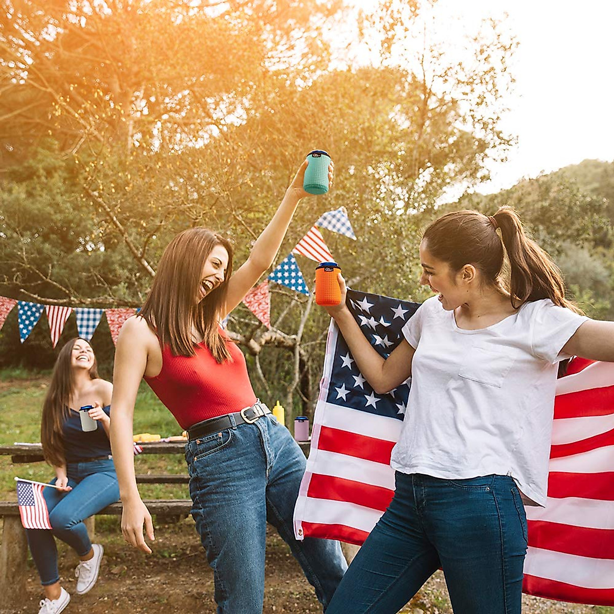 WKieason 12oz Standard Can Sleeves Insulators Sleeves Standard Can Covers 12OZ Beer Bottle Sleeves Coolers Holder Non-slip Neoprene Can Coolier Sleeves 4PC Pack (Green/Light blue/Grey/Black)