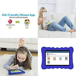 Hoozo Kids Tablet 7-inch HD, 32GB, Android 9.0 Tablet for Kids, WiFi with Kids Mode Pre-Installed, Camera, 2GB RAM, Learning Tablet with Shock Proof Case (Blue)