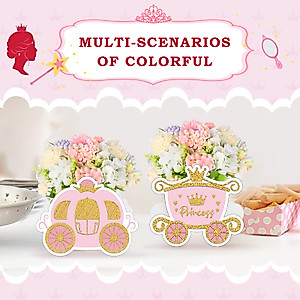 6 Pcs Princess Party Decorations Princess Carriage Centerpiece Princess Party Flower Treat Boxes Centerpiece Candy Boxes for Birthday Baby Shower Wedding Engagement Party Goodie Box