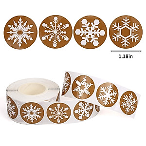 CCINEE Snowflake Stickers,Self Adhesive Snow Round Stickers for Christmas Label and Wrapping Supply,500PCS