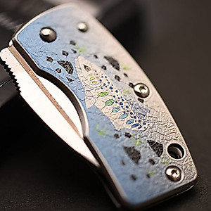 G.SAKAI Money Clip Folding Pocket Knife Amago-Fish-Art-Handle