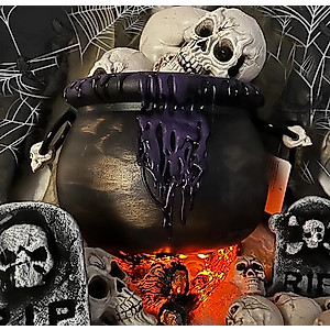 GiftExpress 8 Inches Black Magic Cauldron with Light-up Candy Pot for Halloween Decoration, Horror Scene Decoration Holiday Décor Theme Party
