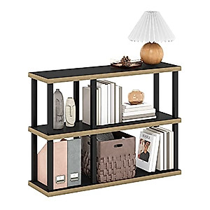 Furinno Turn-N-Tube No Tools Decorative Display Shelf, 3-Tier, Americano/Black