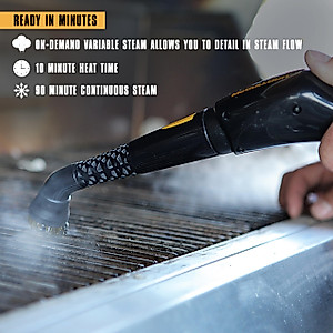 McCulloch MC1375 Canister Steam Cleaner with 20 Accessories, Extra-Long Power Cord, Chemical-Free Cleaning for Most Floors, Counters, Appliances, Windows, Autos, and More, 1-(Pack), Black