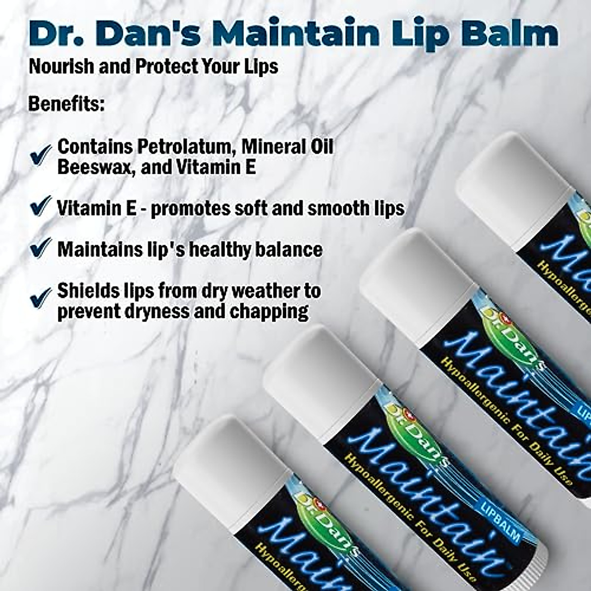 Dr. Dan's Maintain Lip Balm - Perfect for Cortibalm Aftercare, Mild Ingredients & Beeswax, Vitamin E Enriched for Moisturizing Dry Lips, Ensures Smooth, Soft Feel, 1 Pack