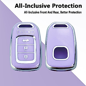 ShuDay Key Fob Cover Case Compatible with Honda Accord Civic Fit CR-V HR-V Crosstour Accessories (Purple)