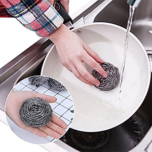 6 Pack Stainless Steel Sponges, Scrubbing Scouring Pad, Steel Wool Scrubber for Kitchens, Bathroom and More