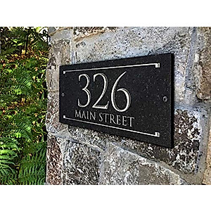 Stone Address Plaque With Engraved Numbers. Address Sign Made from solid, real stone.