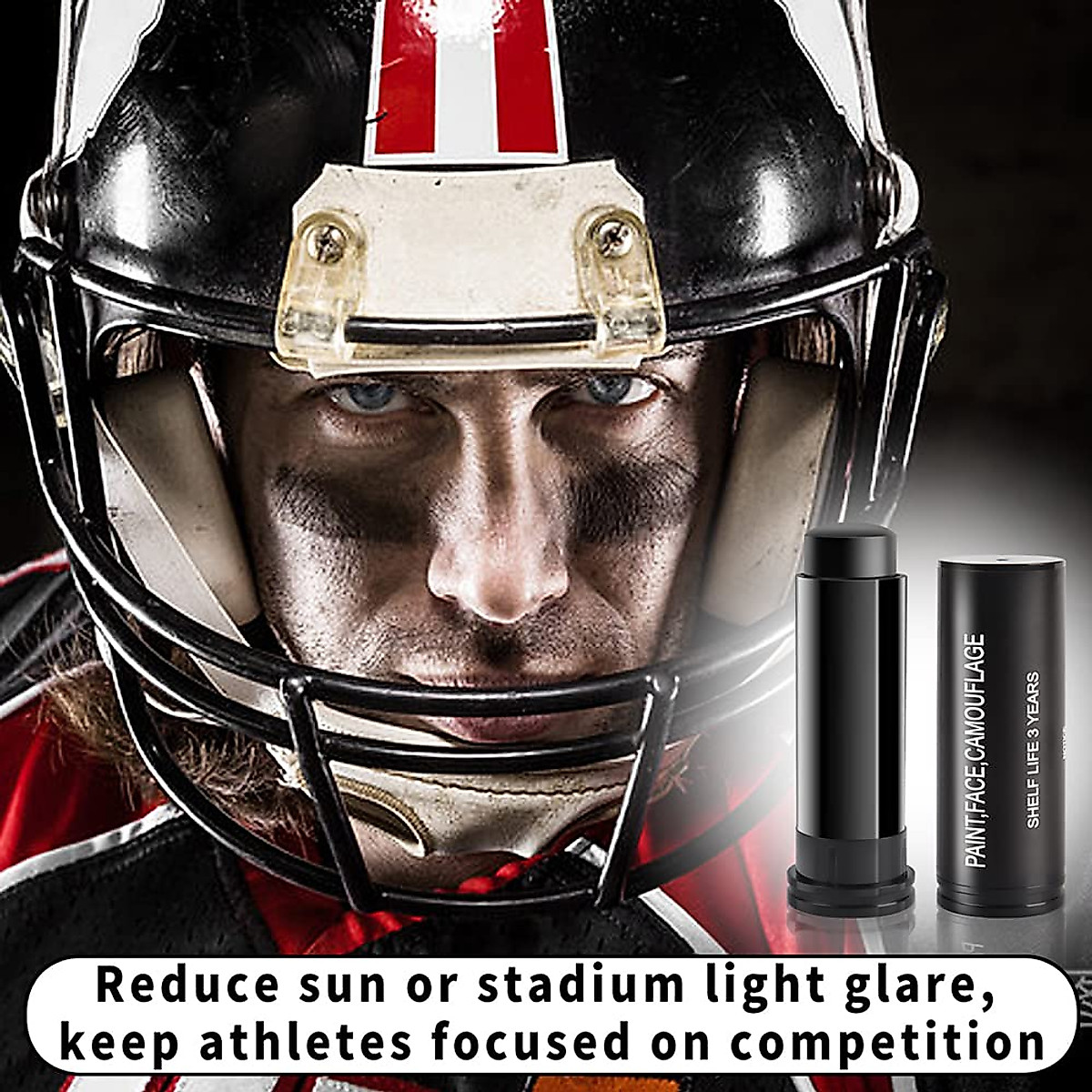 Yeweian 3PCS Eye Black Stick for Sports, Eye Black Football Baseball Softball Lacrosse Accessories,Eye black Sports Gifts for Kids and Athletes,Halloween Cosplay Parties Game Face Painting Stick