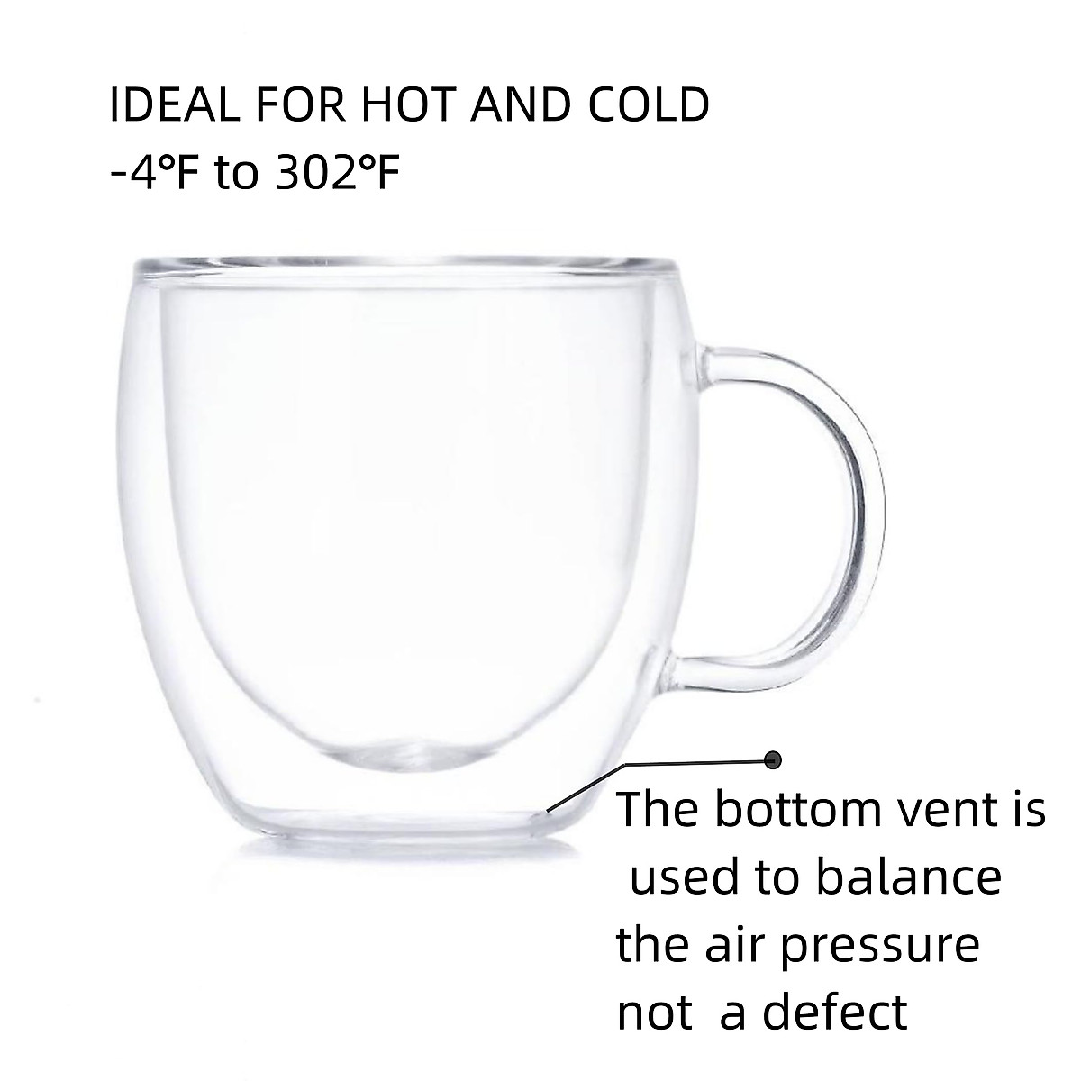 Generic 4-Pack 5 Ounces Double Wall Clear Glass Coffee mugs,5 oz Espresso Cups With Handle,Insulated Mugs,Cappuccino Cups,Tea Cups,Latte Cups,Beverage Glasses Heat Resistant