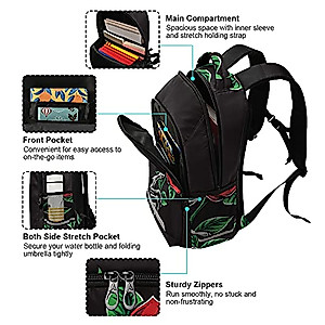Glaphy Rose Skull Backpacks Laptop School Book Bag Lightweight Daypack for Men Women Teens Kids