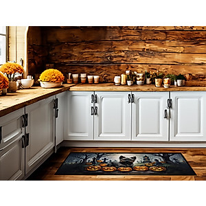 Caroline's Treasures Cairn Terrier Spooky Halloween Runner Mat 28x58 Front Door Mat Indoor Outdoor Rugs for Entryway Hallway Foyer Non Slip Washable Wide Doormat