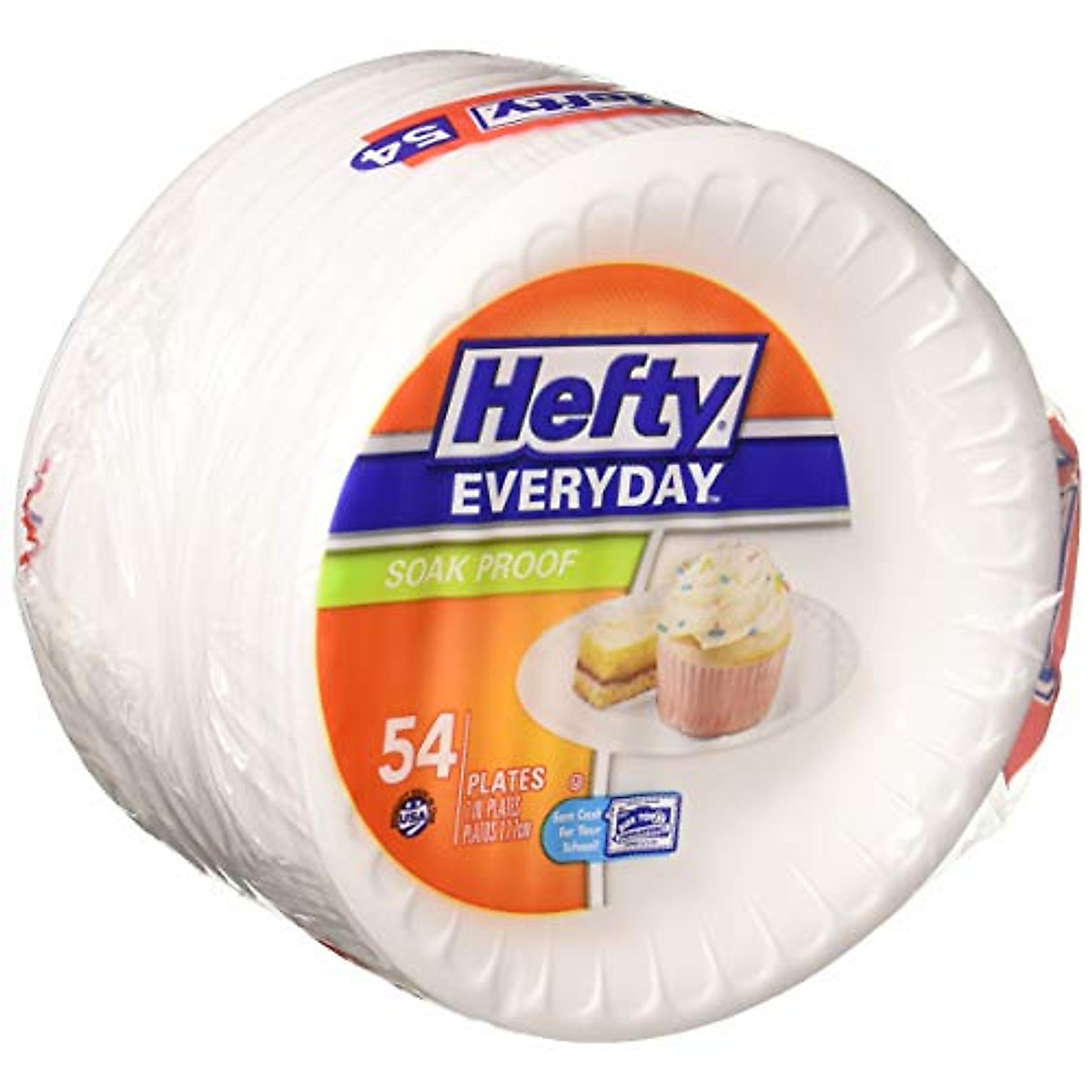 Hefty Everyday Foam Snack Plates, 7 Inch Round, 54 Count (Pack of 8), 432 Total