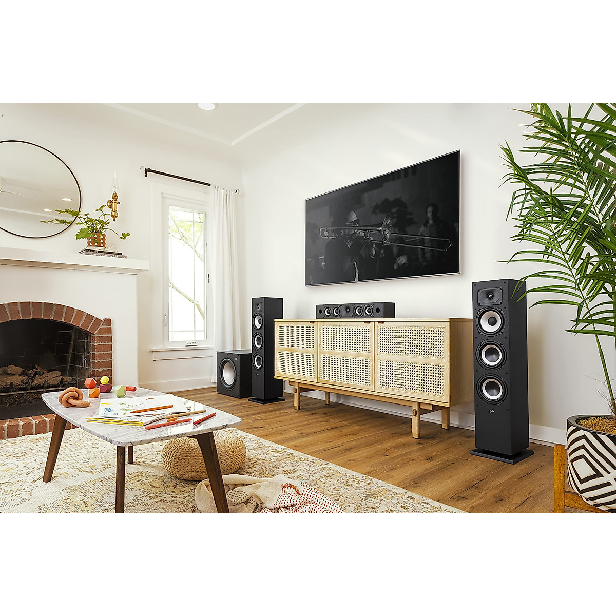 Polk Monitor XT60 Tower Speaker - Hi-Res Audio Certified, Dolby Atmos, DTS:X & Auro 3D Compatible, 1" Tweeter, 6.5" Dynamically Balanced Woofer, (2) 6.5" Passive Radiators (Single, Midnight Black)