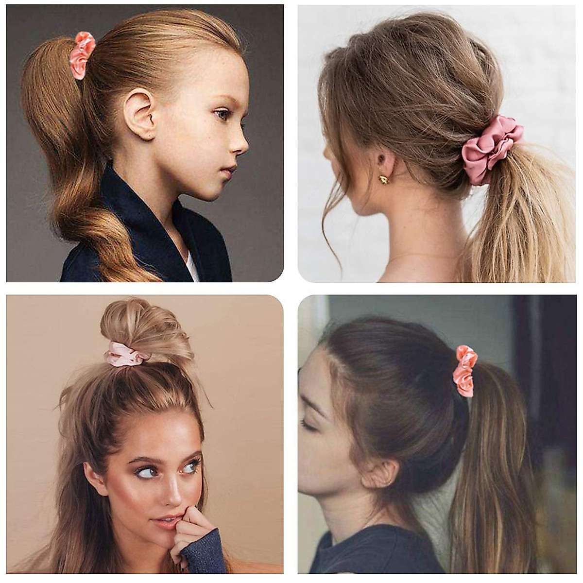 50 Satin Hair Scrunchies in Multiple Colors - Silk Accessories for Curly Hair, Teens and Girls - With Gift Bag