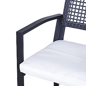 Outsunny 3pcs Patio Bar Set with Soft Cushion, Rattan Wicker Outdoor Furniture Set for Backyards, Lawn, Deck, Poolside