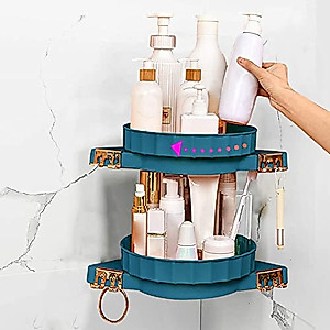 Creamoon 1 PCS Corner Shower Box Shelf,Wall-Mounted Aluminum Glue Shower Shelf,Toilet,Shampoo,Storage Shelf for Bathroom and Kitchen,No Drilling(Green) Y7TK19D047162JS