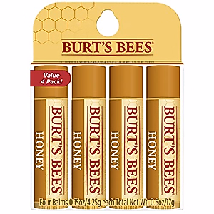 Burt's Bees Lip Balm - Honey, Lip Moisturizer With Responsibly Sourced Beeswax, Tint-Free, Natural Origin Conditioning Lip Treatment, 4 Tubes, 0.15 oz.