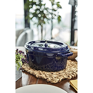 Staub Cast Iron 7-qt Oval Cocotte - Dark Blue, Made in France