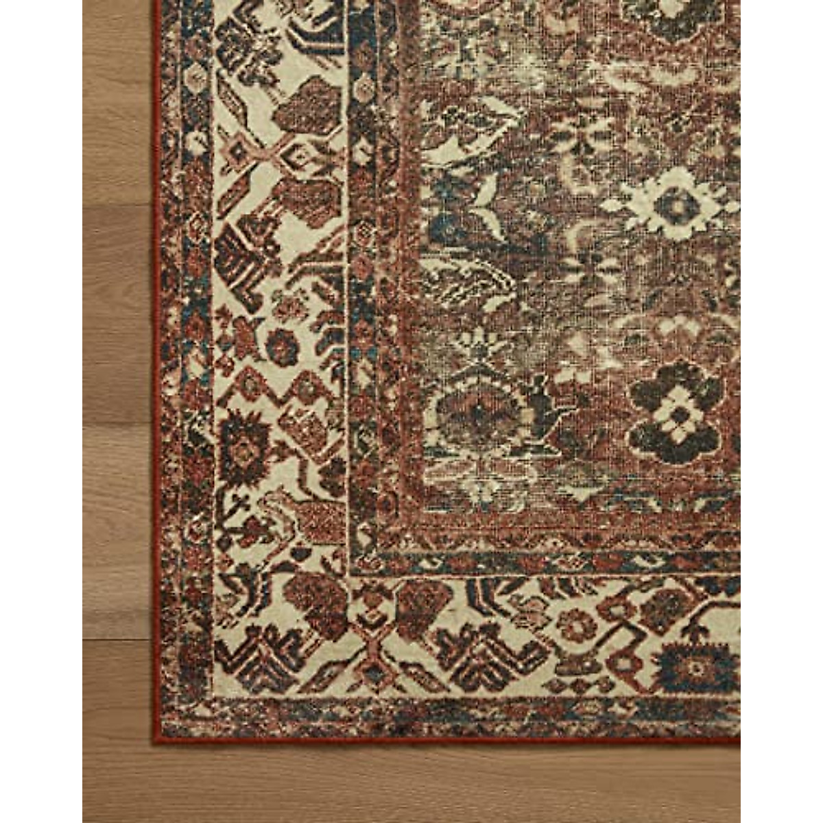 Loloi Magnolia Home by Joanna Gaines Banks Collection BAN-04 Brick/Ivory 8'-6" x 11'-6", .13" Pile Height, Machine Washable, Area Rug