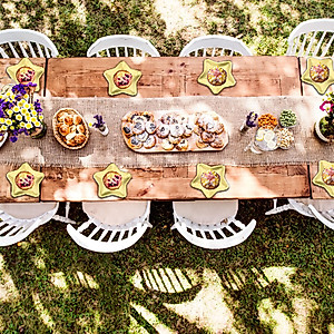 Umigy 120 Pcs Thick Star Gold Paper Plates 9.45 x 9.06 Inch Pentagram Disposable Paper Plates Dinnerware Glitter Gold Dessert Plates for Appetizer Fruit Cake Birthday Party Graduation Dinner Supplies