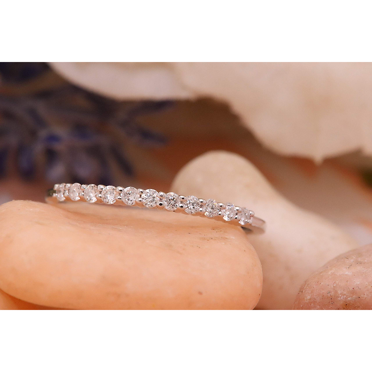 Dazzlingrock Collection 0.18 Carat (ctw) 14K Round White Diamond Stackable Anniversary Wedding Band, White Gold, Size 6