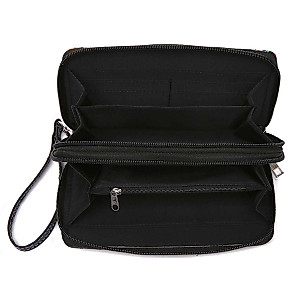 Western Style Butterfly Rhinestone Concho Studded Embroidered Floral Country Wrist Strap Women Wristlet Double Zip Wallet (Black2)