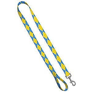 Moose Pet Wear Deluxe Dog Leash - Patterned Heavy Duty Pet Leashes, Made in the USA - 1 Inch x 6 Feet, Argyle Yellow & Blue