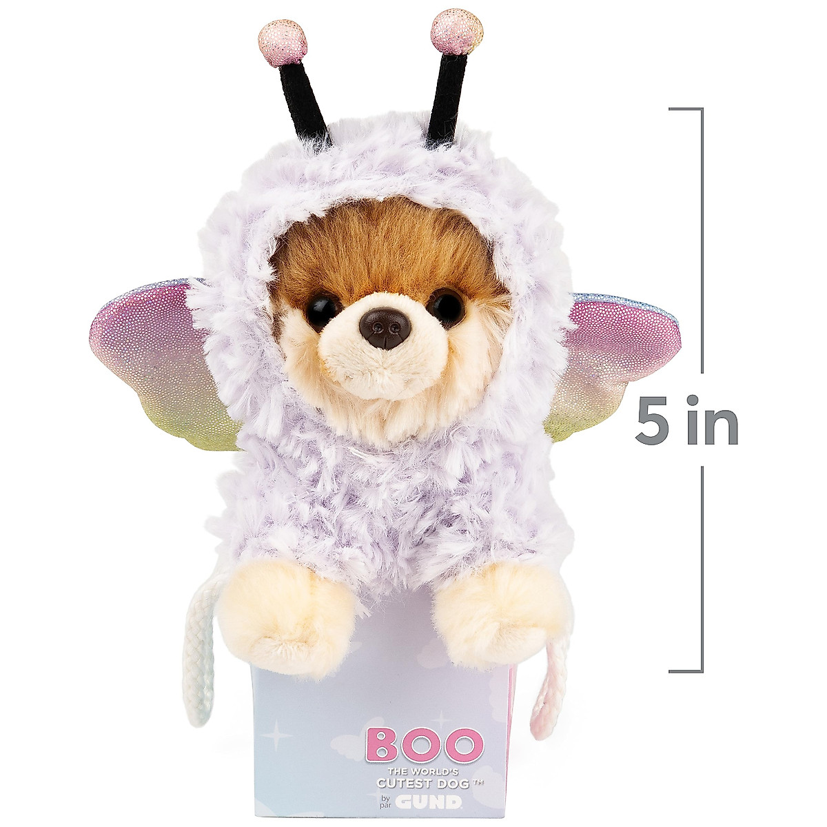 GUND The World’s Cutest Dog Boo Itty Bitty Boo #63 Butterfly Plush Stuffed Animal Dog, 5”
