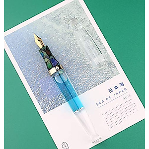 Lanxivi Majohn S5 Fountain Pen Extra Fine Nib +Two Additional Nibs (Wide and Bent) Clear Transparent Acrylic Eyedropper Filling