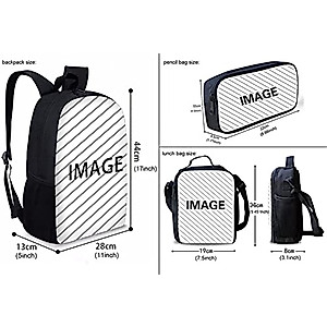 Babrukda Kids School Bookbag Set, Boys Girls Butterfly Purple Pattern Backpack Travel Casual Rucksack with Umbrella Drinks Side Pocket, Student Book Bag with Lunch Bag Pencil Case 3 pcs