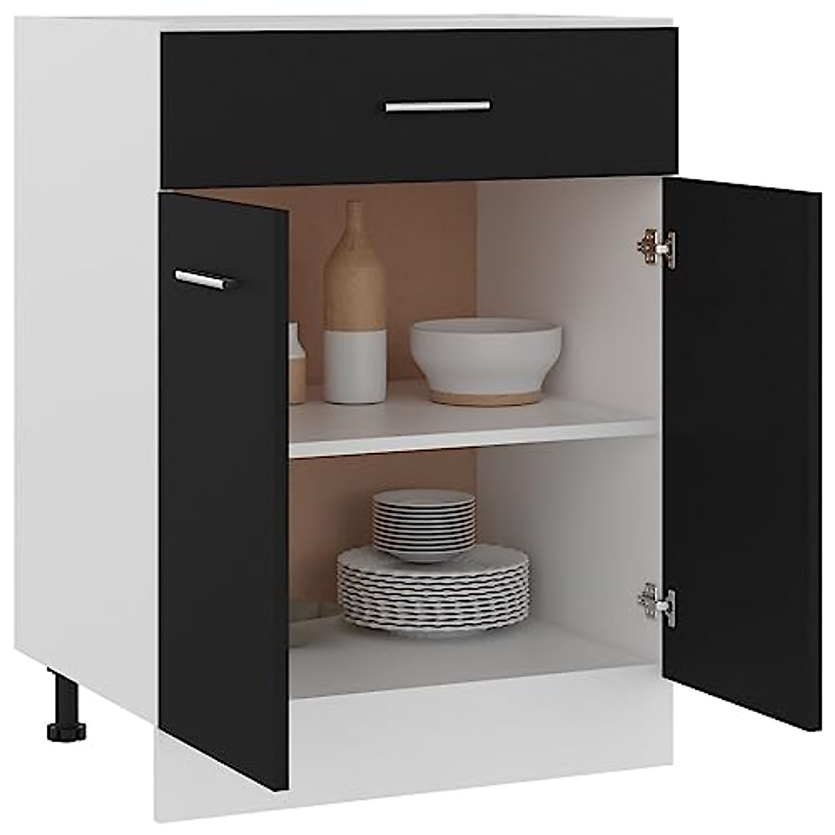 Aisifx Drawer Bottom Cabinet Black 23.6"x18.1"x32.1" Engineered Wood