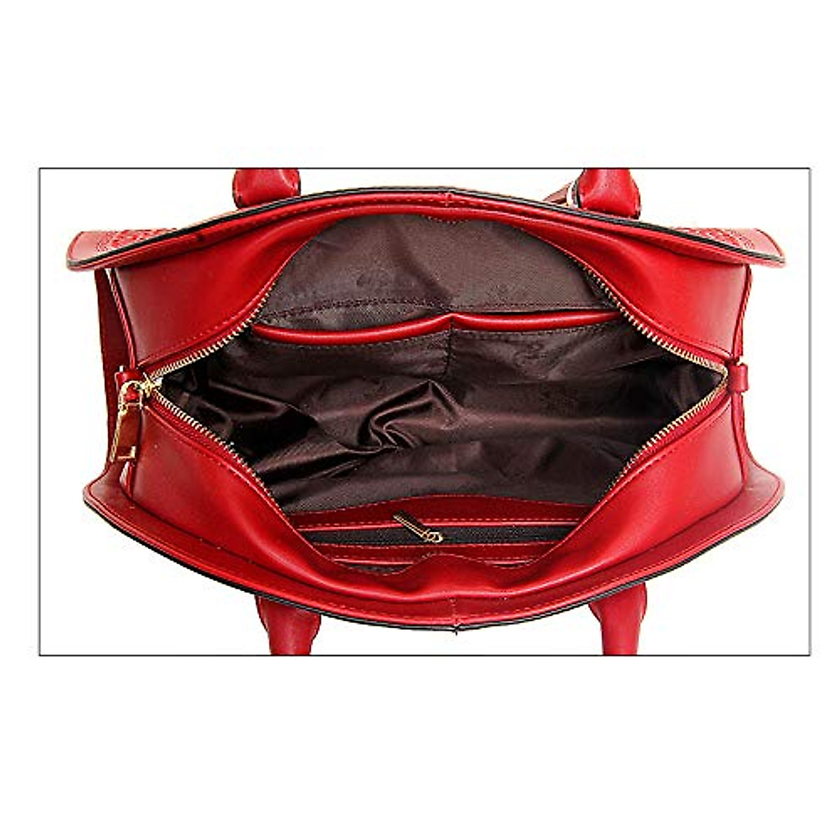 QZUnique Women's PU Embroidery Tassels Ethnic Style Handbag Bride Bag Crossbody Shoulder Bag Red