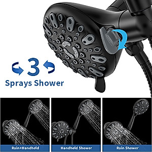 WRISIN Black Shower Faucet Set with Tub Spout (Valve Included), Black Shower Head and Handle Set, Shower Valve Kit with Shower Head and Handheld