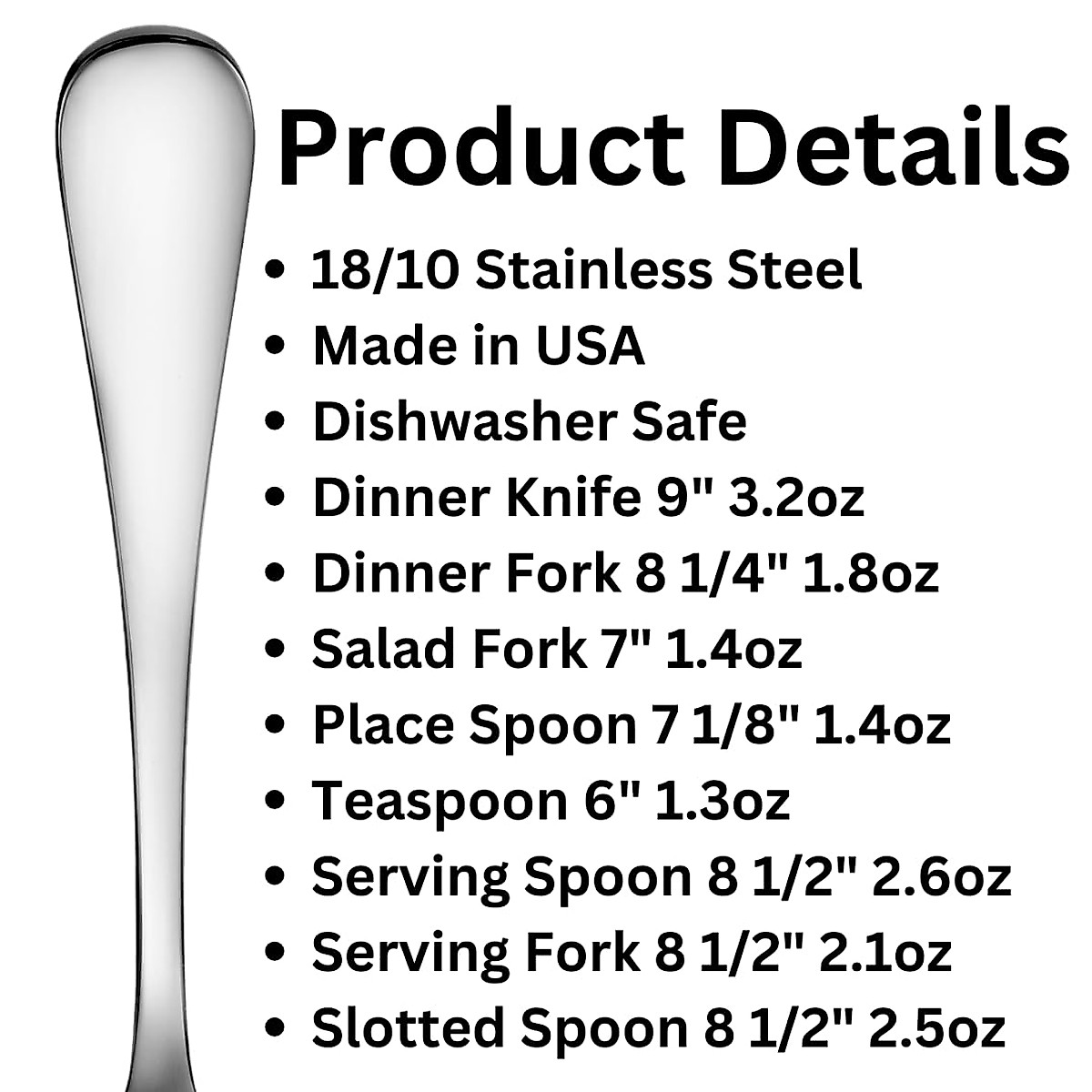 Liberty Tabletop Annapolis 43 Piece Flatware Set Service for 8 Includes 3pc Serving Set Mirror (Bright) Finish MADE IN USA