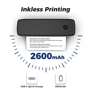 Kebredi Portable Printers Wireless for Travel Bluetooth Thermal Printer Support 8.5" X 11" US Letter /A4/4''/3''/2'' Paper, Inkless Printer Compatible with Laptop & Phone Shcool Office Home Car