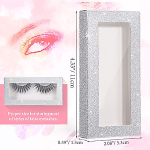 Noverlife 60PCS Empty Eyelash Packaging Box and Tray, 30 False Eyelash Storage Case 30 Transparent Tray, Lash Packaging Storage Container Lash Case Holder Tray Fake Lashes Holder Set - Glitter Silver