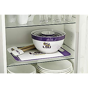College Kitchen Collection LSU Serving Party Bowls / Mixing Bowls Set / Food Appetizer Serveware - 4 Piece, White