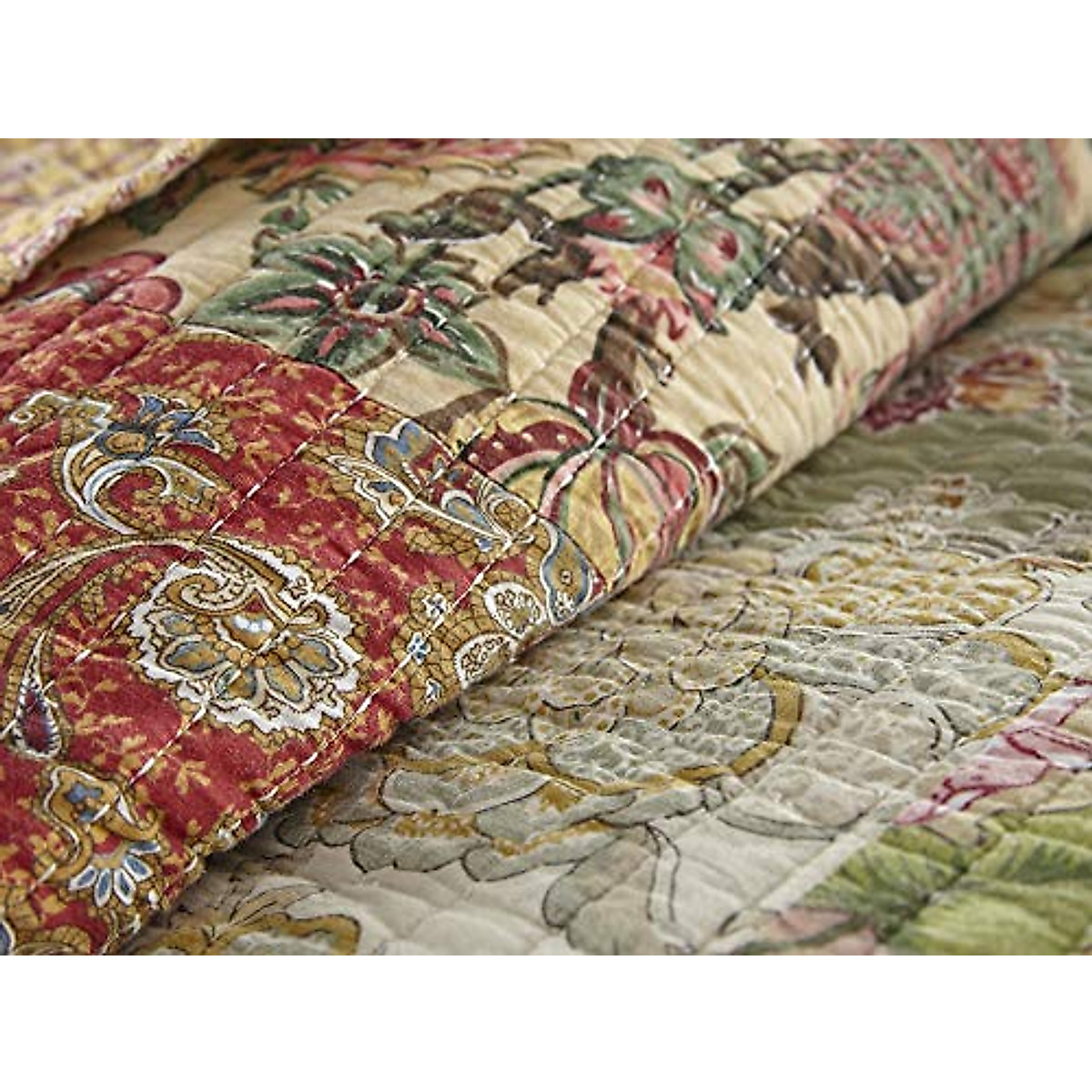 Chezmoi Collection Delaney 1-Piece Floral Patchwork Pre-Washed 100% Cotton Quilted Reversible Throw Blanket