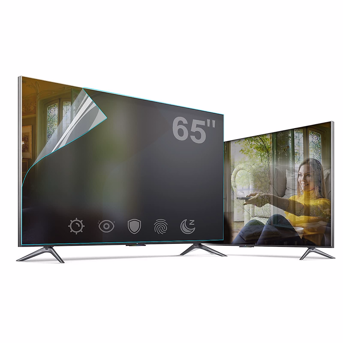 HFIX 65 Inch Anti-Glare Out Blue Light TV Screen Protector Film Blocking Radiation Shield UV Filter for Samsung,Insignia,VIZIO,TCL,Sony,Sharp,Hisense, LG etc,65 Inch