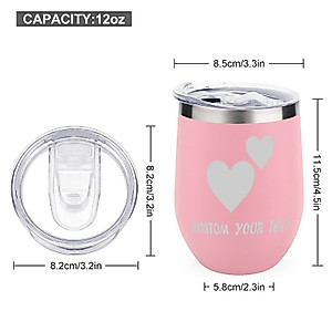 FUHTURCE Personalized Wine Tumbler for Woman with Lid Engraved Custom Insulated Wine Tumblers Set Stainless Steel Vacuum Text Gifts for Coffee Wine Mint Green