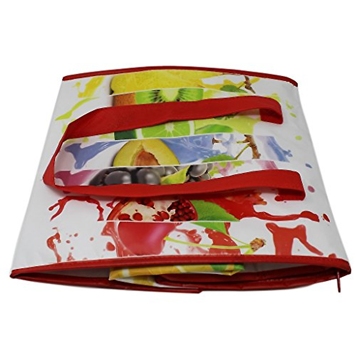 Earthwise Insulated Reusable Grocery Bag Shopping Tote with Zipper Top Lid Durable Thermal Collapsible Catering 2 Pack (Fruit)