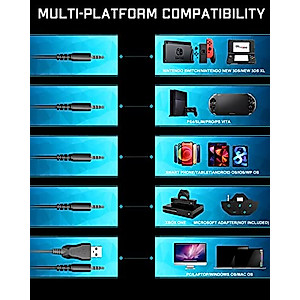 Cat Ear Headphones with Noise Canceling Microphone and Surround Sound, Gaming Headset with Removable Cat Ears, LED Lights, Compatible with PC, Xbox One, PS4, PS5, Switch, Black Gamer Headset Wired