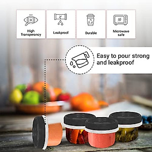 [Black - 12 Pk] Airtight Deli Containers with Lids Twist Lock Top Clear Food Storage for Meal Prep Snacks and Leftovers Freezer and Microwave Safe Stackable Leak-Resistant and 12 Pc. Set (4 Ounce)