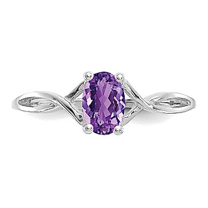 Bonyak Jewelry 14kt White Gold Amethyst Birthstone Ring in Size 7