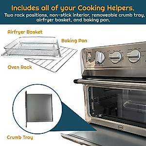 iCucina 1800W Convection Air Fryer Toaster Oven, Large 22.5QT Countertop Oven with 7-in-1 Functions (cut toaster), Stainless Steel